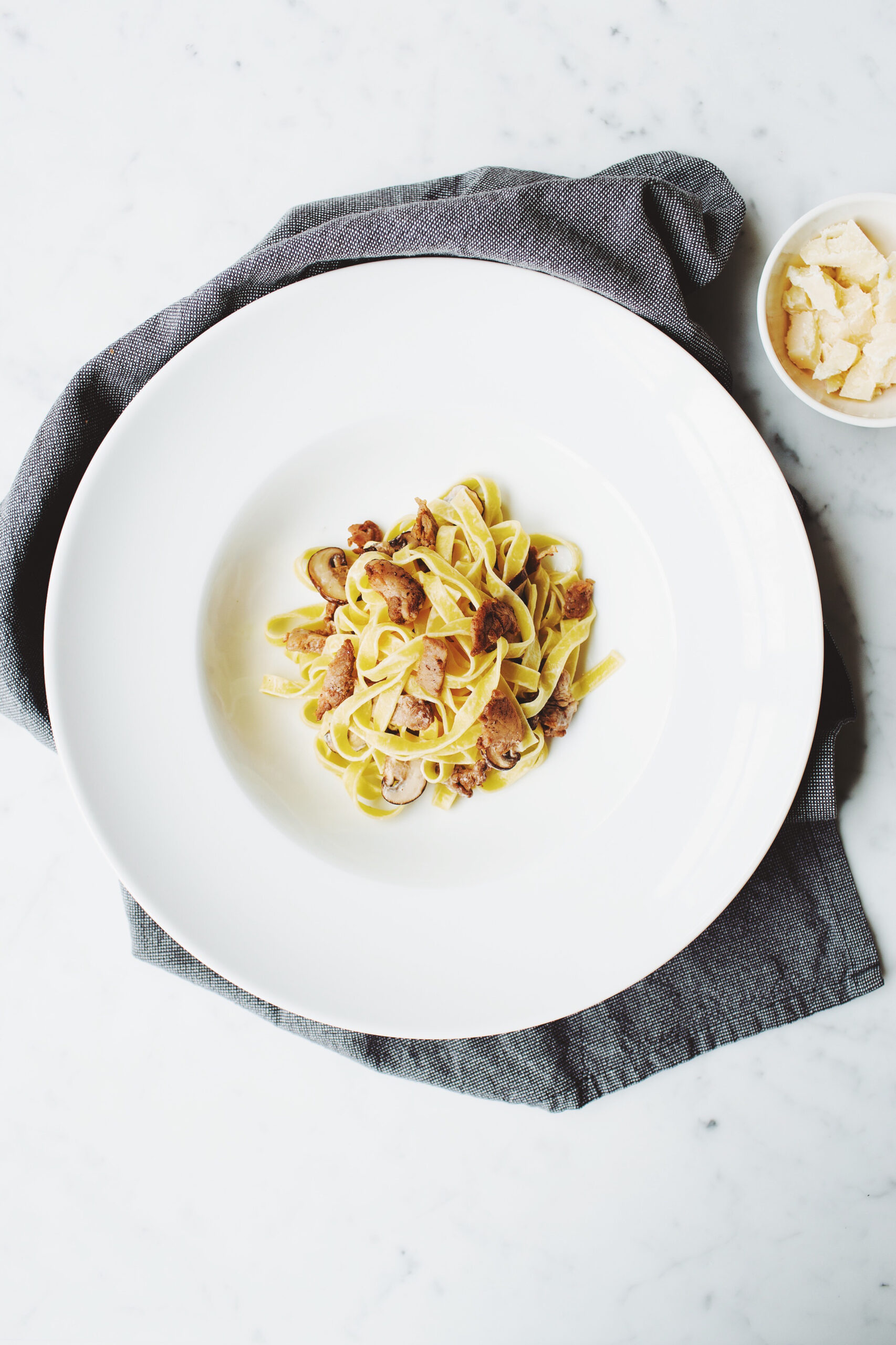 Lintpasta met kalfsvleesreepjes. - Kalfsvlees